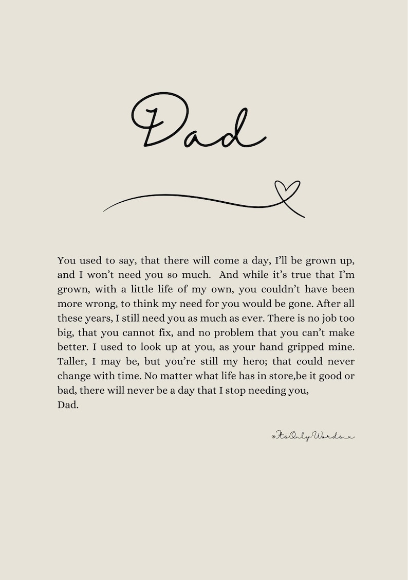 Heartfelt Dad Poem Print: Sentimental Gift (digital Download) - Etsy