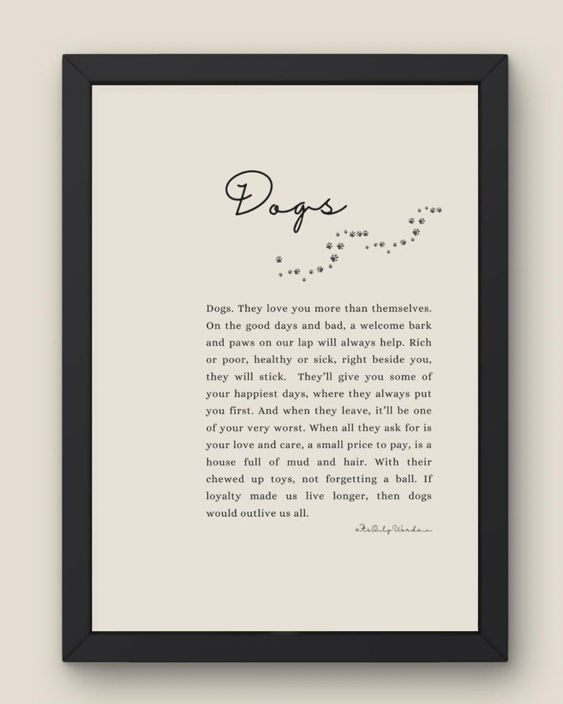 Dog Poem Print: Pet Loss Gift, Dog Lover Wall Art (digital Download) - Etsy