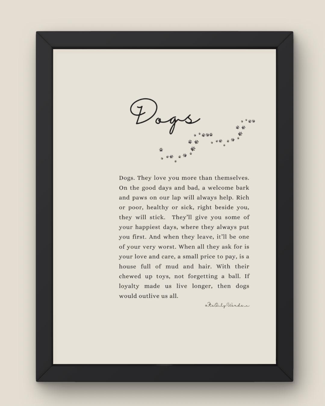 Dog Poem Print: Pet Loss Gift, Dog Lover Wall Art (digital Download) - Etsy
