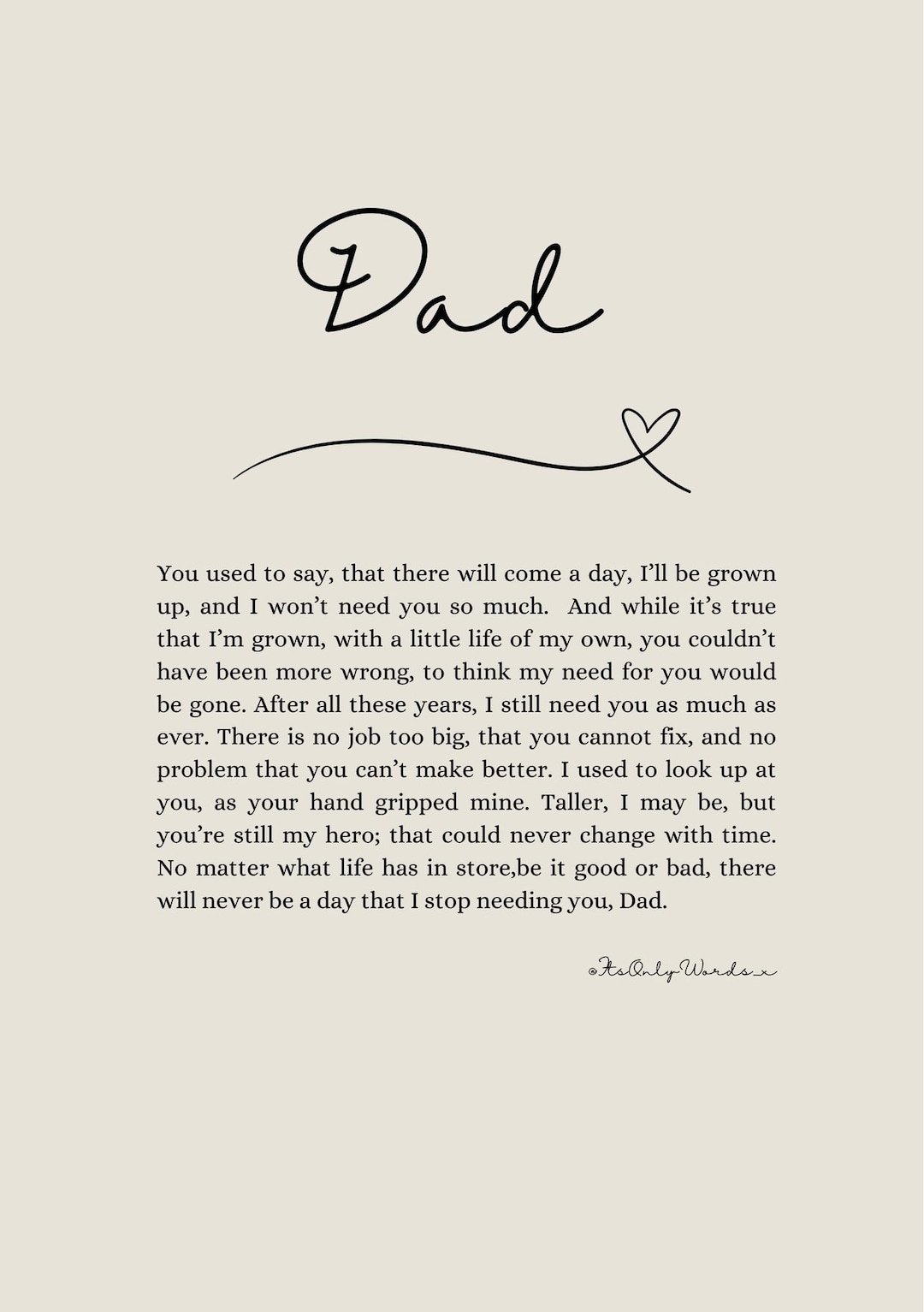 Heartfelt Dad Poem Print: Sentimental Gift (digital Download) - Etsy