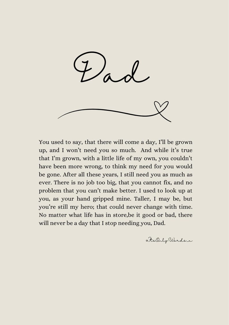 Heartfelt Dad Poem Print: Sentimental Gift (digital Download) - Etsy