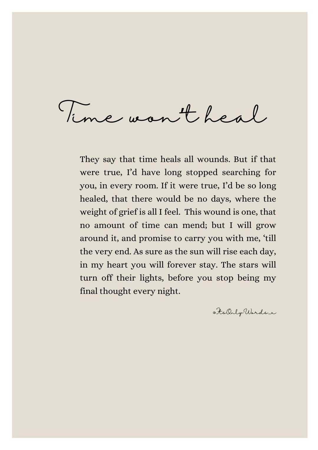 Time Poem Print Comforting Art for Healing A4 & A5 Unframed or Framed ...