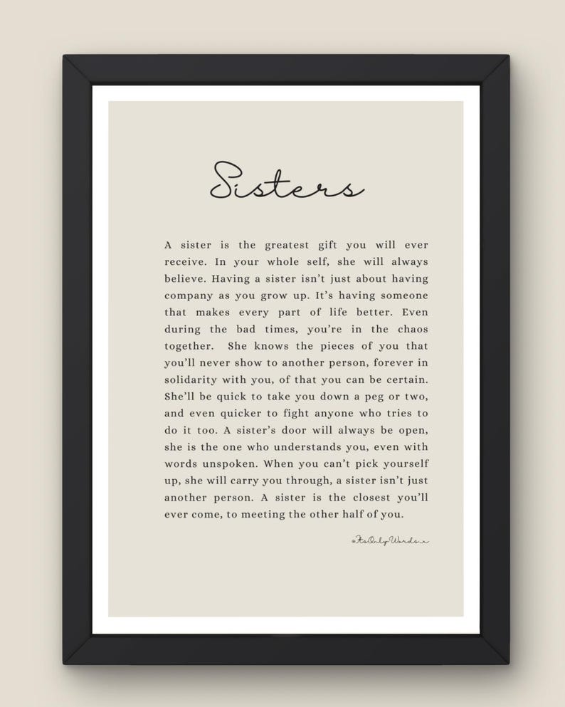 Sisters Poem Print 2 - Etsy