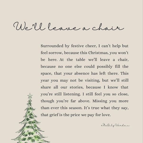 Empty Chair Poem - Etsy UK