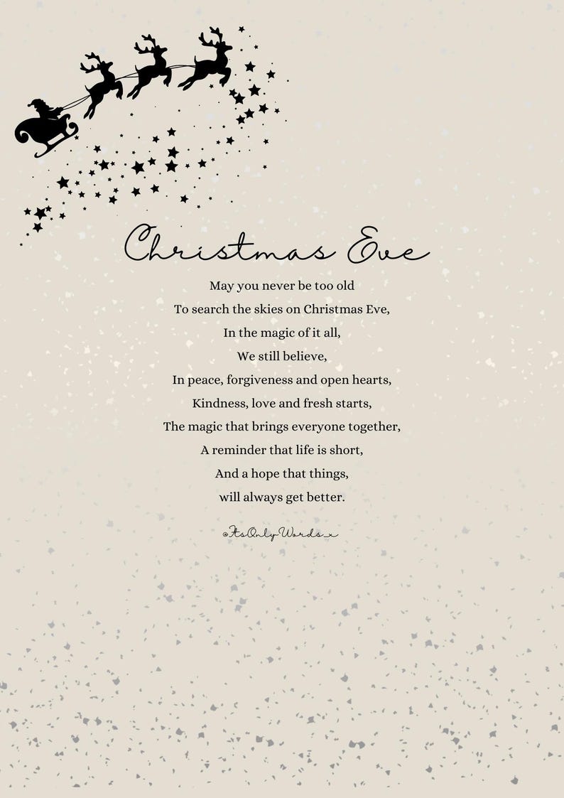 Christmas Eve Poem Print – Holiday Wall Art, Festive Home Decor - Etsy