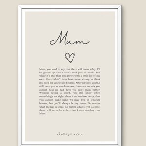 Sentimental Mum Poem Print - Mother's Day Gift, Wall Art - Etsy UK