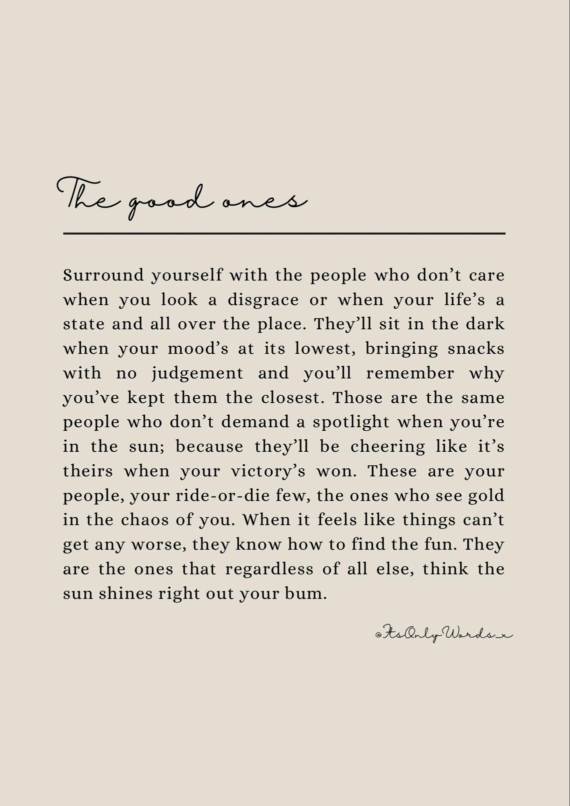 The Good Ones Poem Print: Friendship Family Gift - Safe Place Quote ...