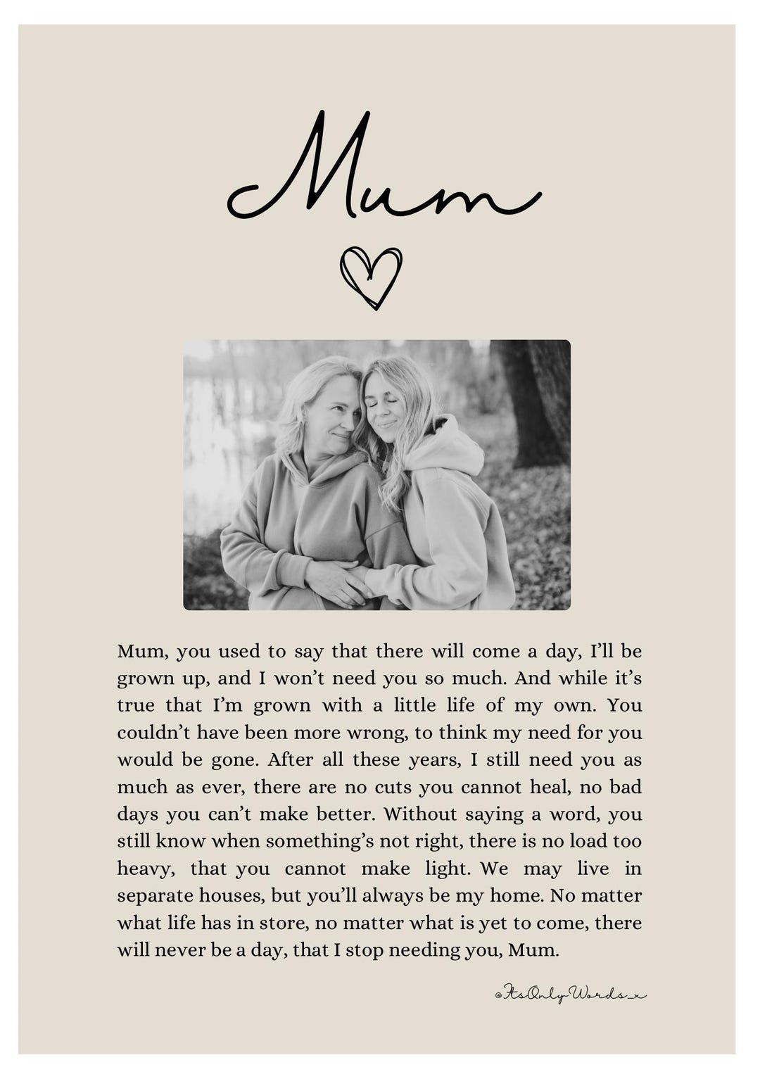Custom “mum” Poem Print – Personalize With Your Own Photo | Framed or ...