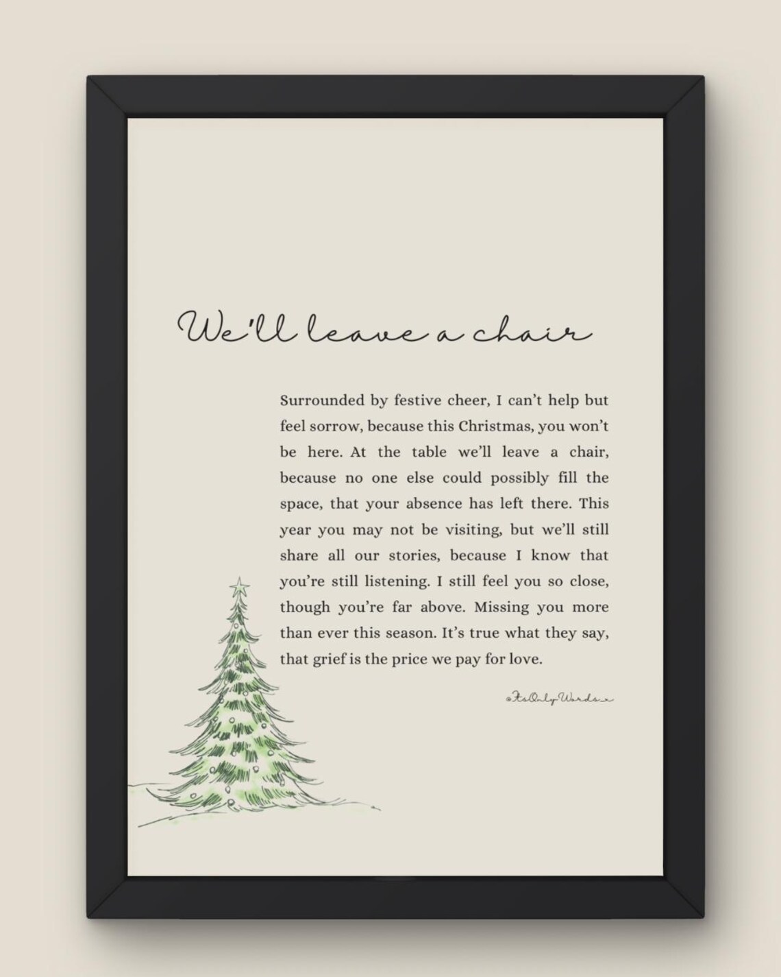 We’ll Leave a Chair” Digital Poem Print | Grieving at Christmas ...
