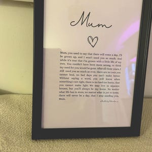 Sentimental Mum Poem Print - Mother's Day Gift, Wall Art - Etsy UK