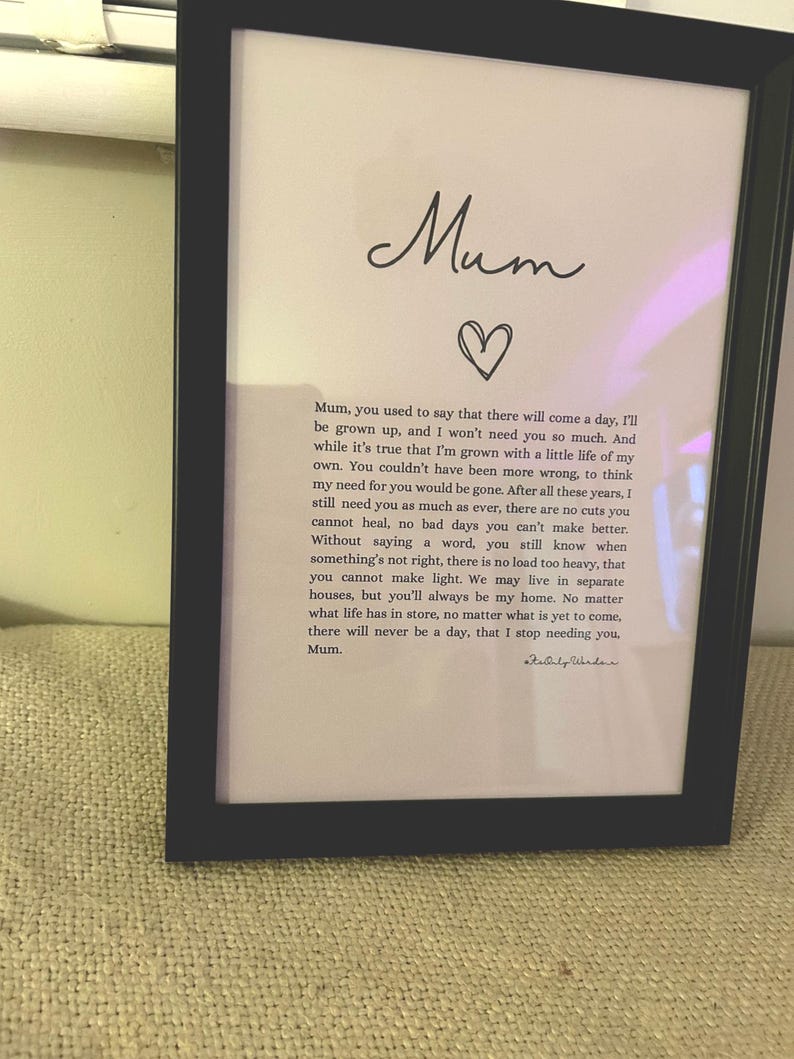 Sentimental Mum Poem Print - Mother's Day Gift, Wall Art - Etsy UK