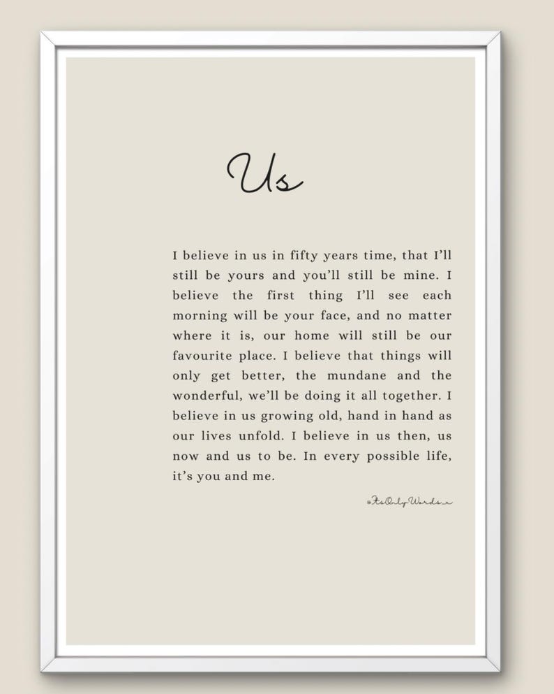 Us Poem Digital Download – Printable Love Poem – Wedding or Anniversary ...
