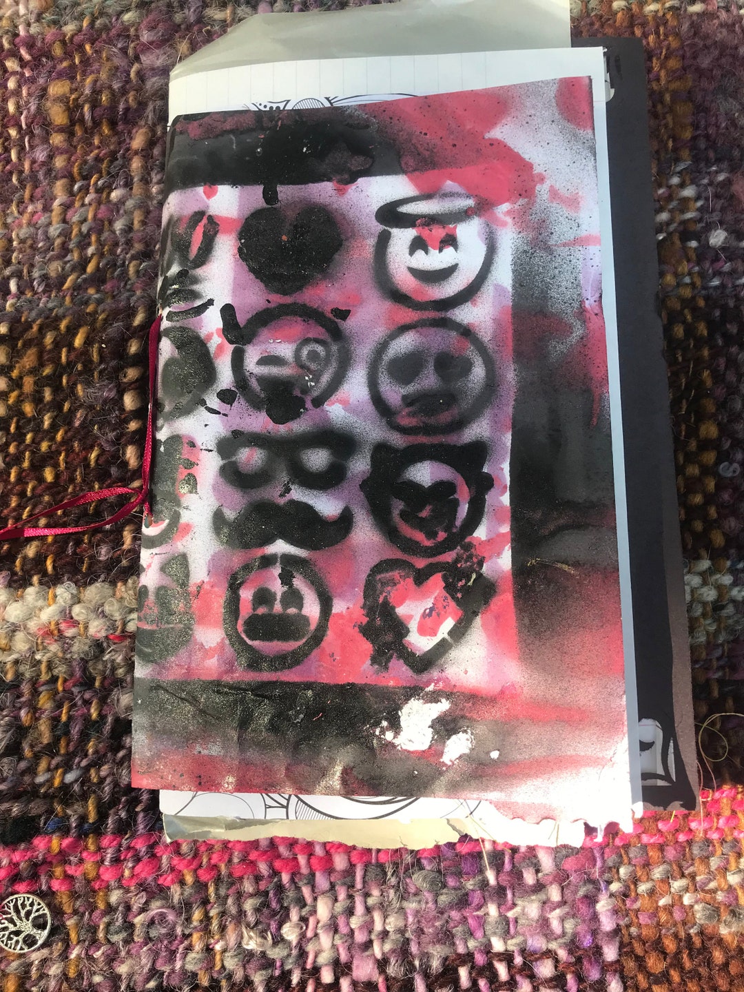 Upcycled Art Journal, Red and Black, Graffiti Emo Goth Junk Journal ...