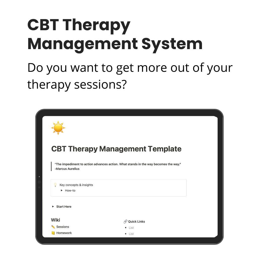 CBT Therapy Management System Notion Template Personal Therapy Hub ...