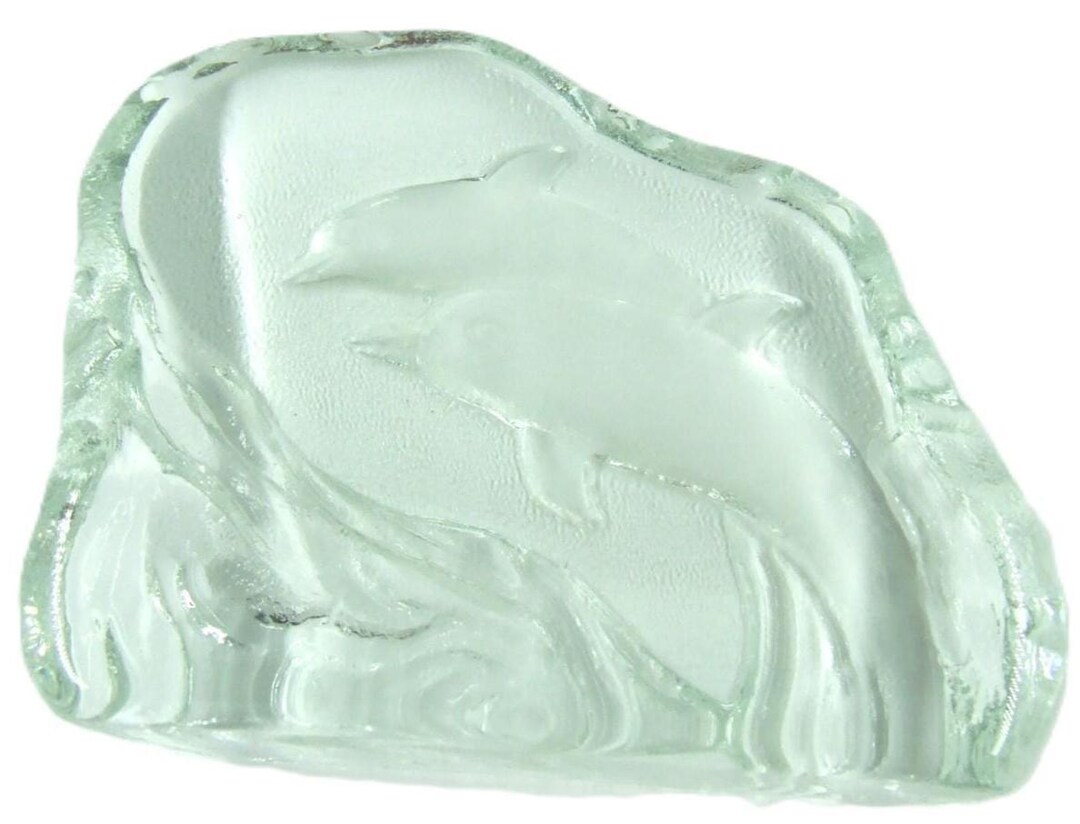Reverse-etched Clear Glass Dolphin Paperweight - Etsy