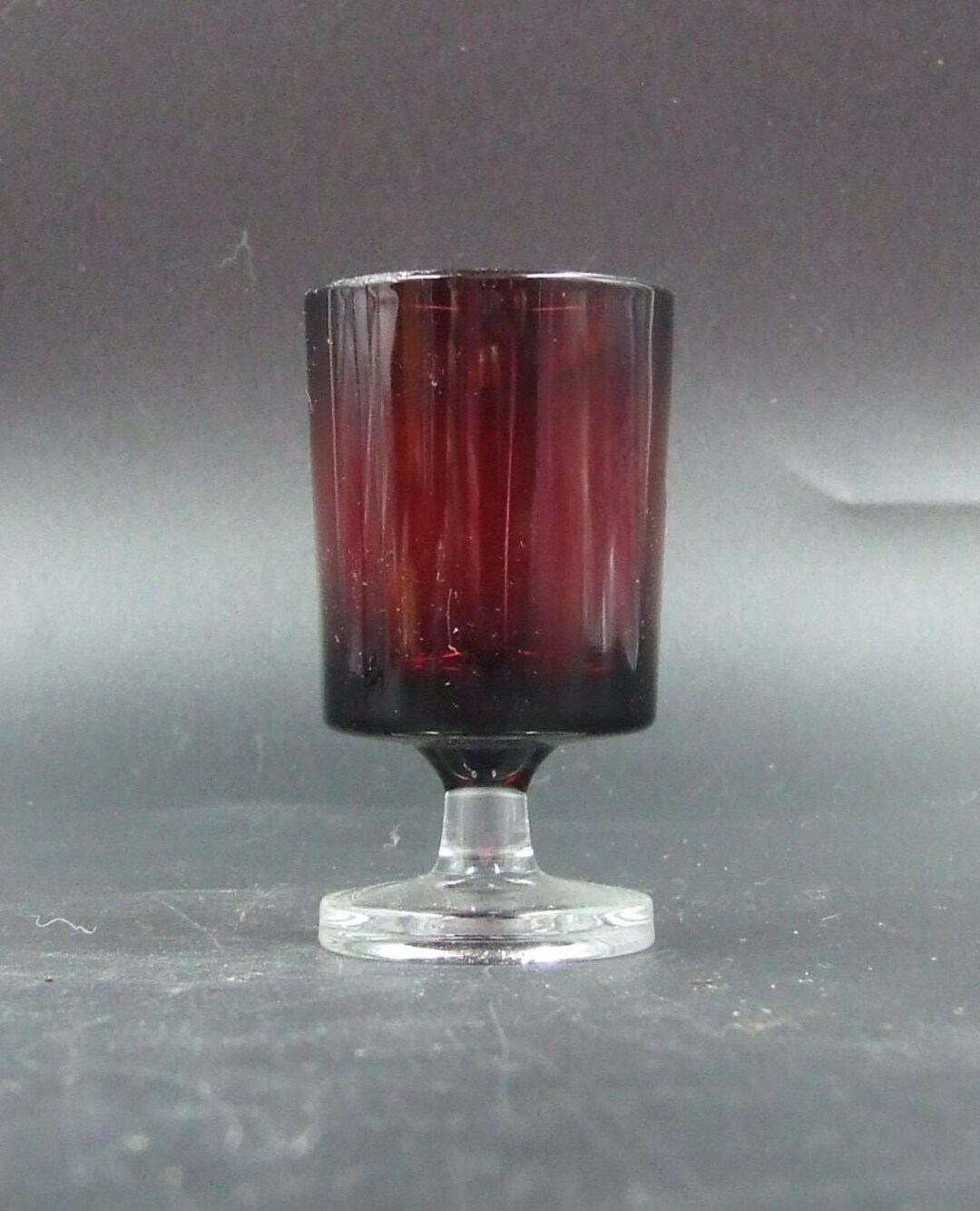 Vintage French Ruby Red Cordial Glass – Blown Optic Rib Goblet, Marked ...