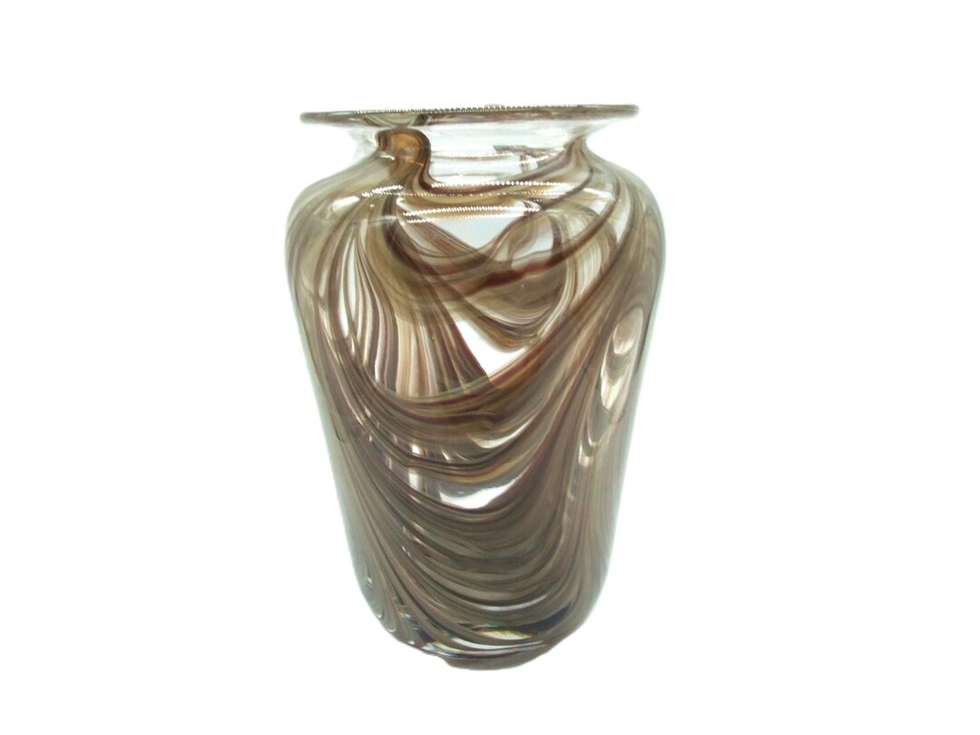 Adrian Sankey Hand-blown Caramel & Brown Swirl Glass Vase - Etsy