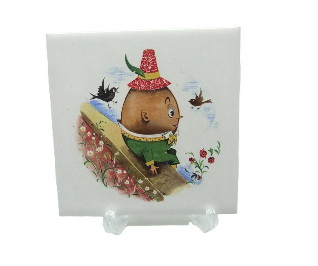 Vintage Humpty Dumpty Ceramic Tile: 1960s Nursery Rhyme Wall Art, Made ...
