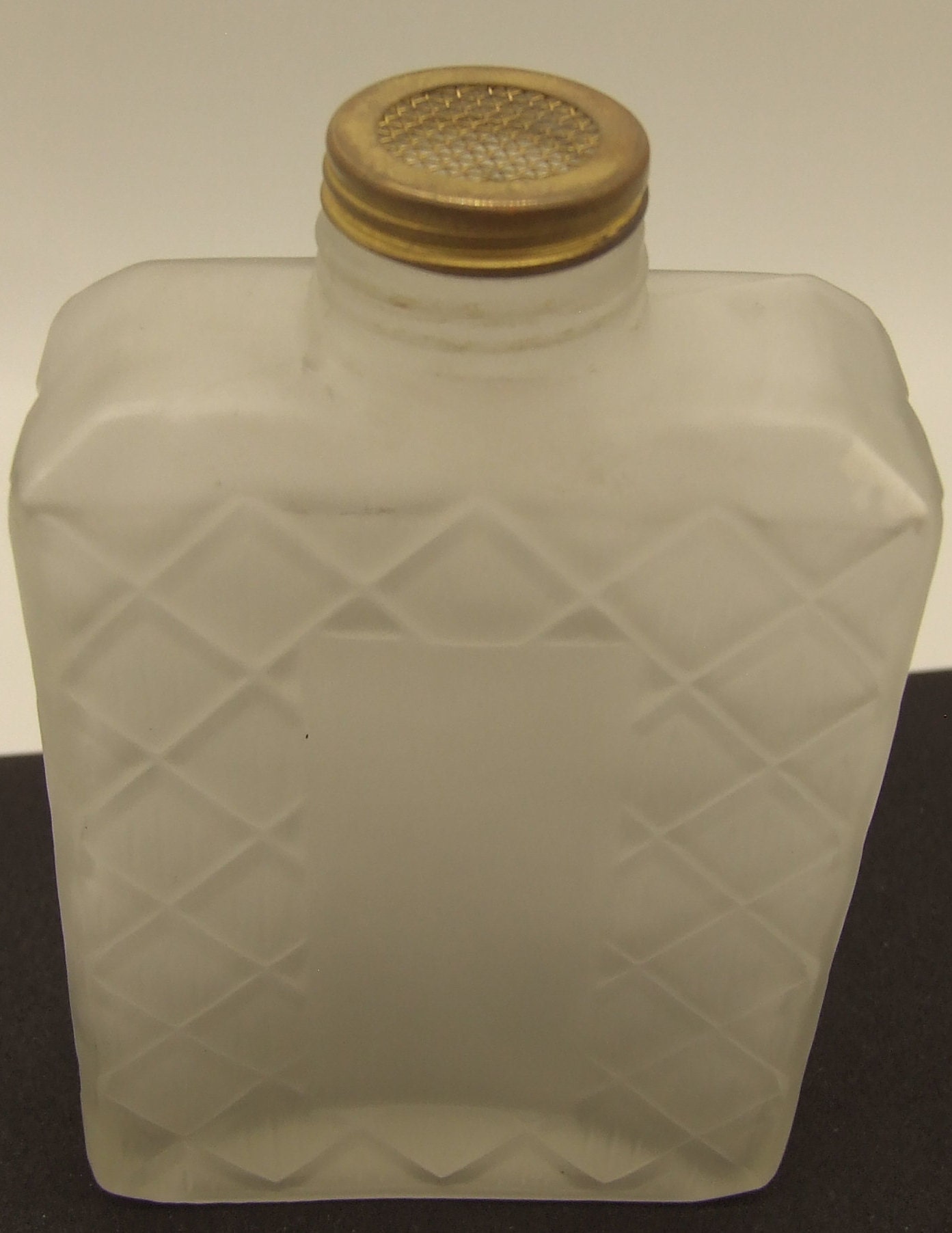 Vintage Glass Talcum or Loose Powder Shaker With a Brass-coloured Lid ...