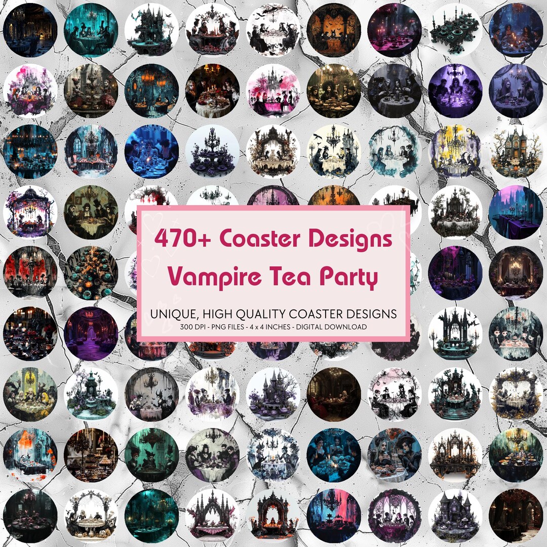 Vampire Tea Party, 470 Designs, Coaster Designs, Unique Car Coaster ...
