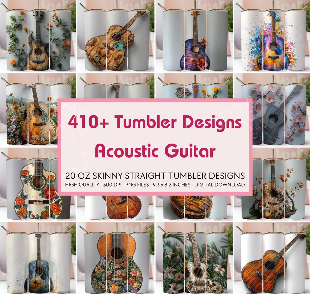 Acoustic Guitar, 410 Designs, Tumbler Design Bundle, 20oz Skinny ...