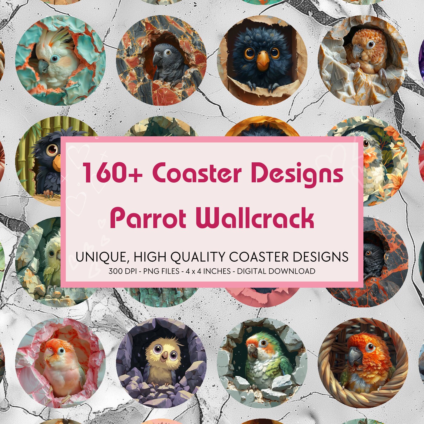 Parrot Wallcrack 160 Coaster Designs, Unique Car Coaster, Car Coaster ...