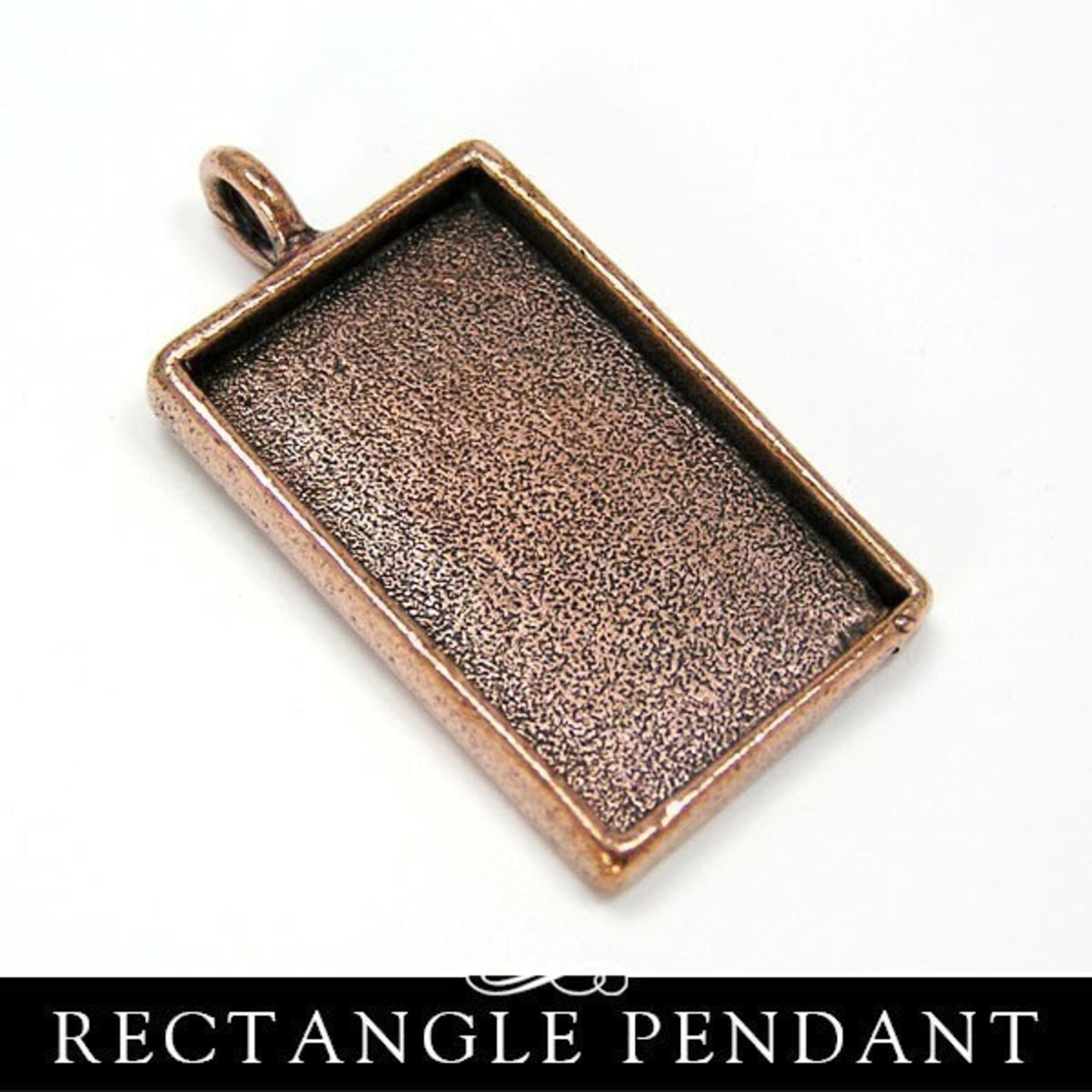 Rectangle Bezel Pendant Setting in Antique Copper Finish. Top With ...