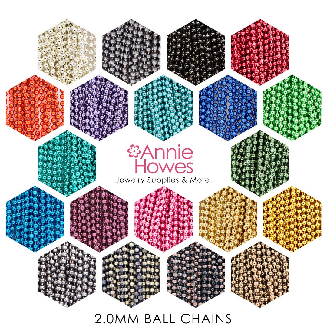 Mix and Match Ball Chains. 50 Pack 2.0mm Colored Ball Chains. Fits All ...