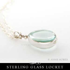 Sterling Silver Glass Locket Pendant. Wedding Bouquet Charm. Tear Drop ...