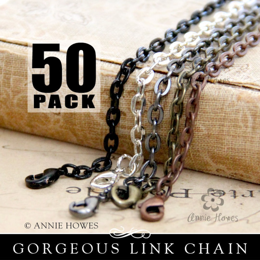 50 Pack Colored Link Chains With Lobster Clasp, 24" Length - Etsy