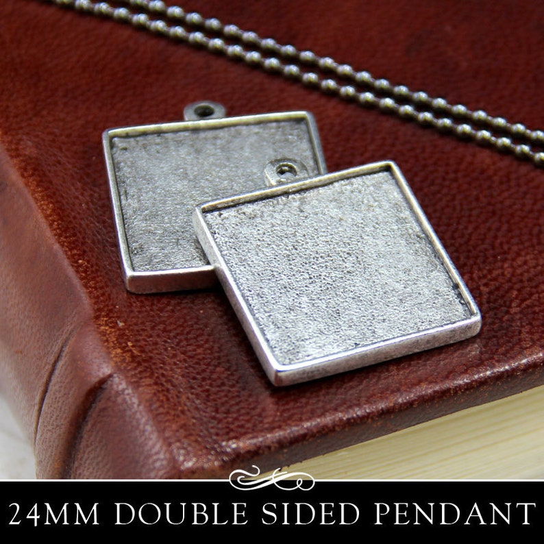Double Sided 24mm Large Square Pendant Tray Setting. Antique - Etsy