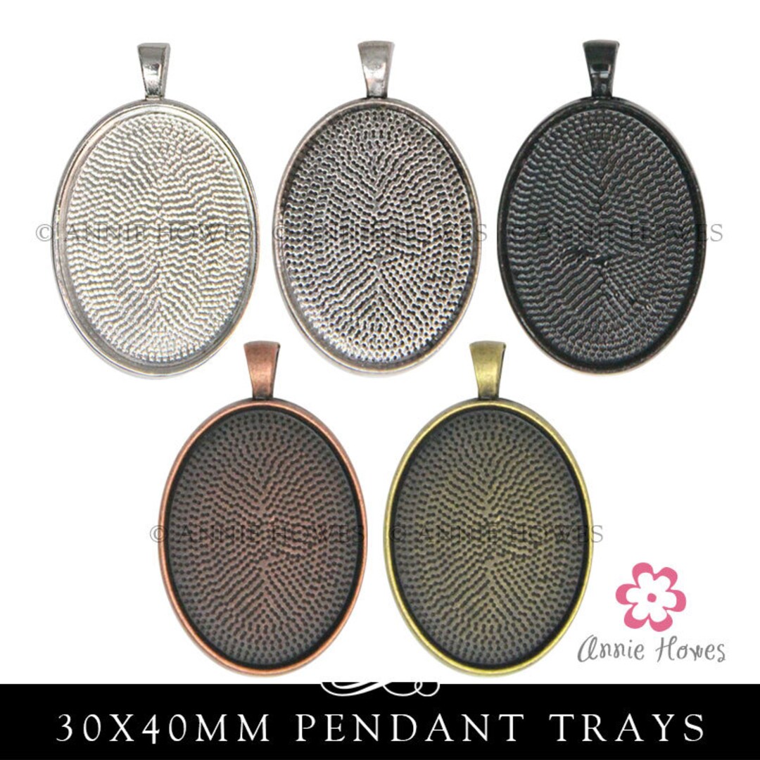 30mm X 40mm Oval Pendant Settings Blanks Silver, Bronze, Copper, or ...