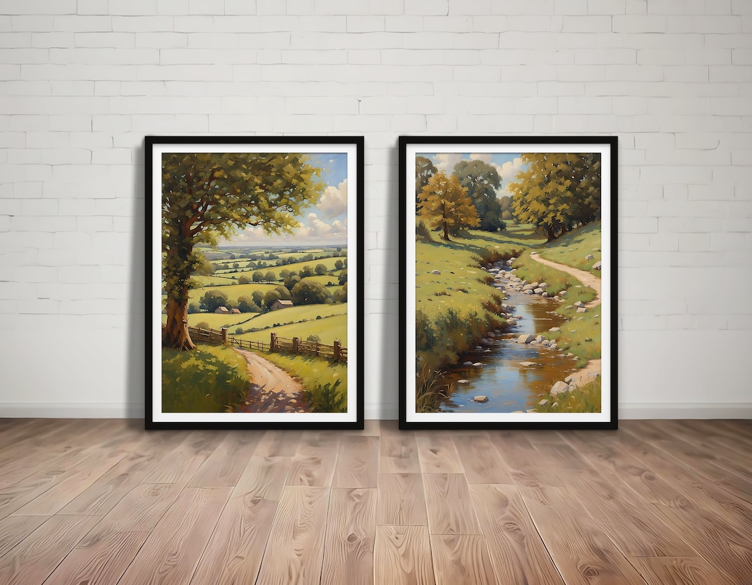 Vintage English Countryside Wall Art Print, Vintage Prints, Oil ...