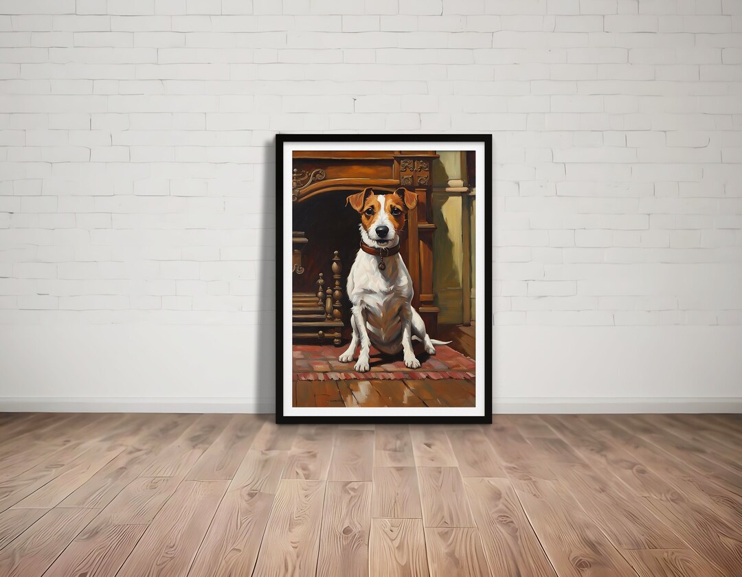 Vintage Jack Russell Terrier Print, Vintage Prints, Oil Painting Style ...