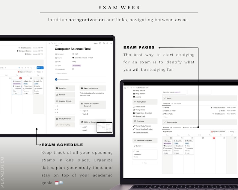 Student Dashboard | College & High School, Notion Academic Planner for Study Schedule ...
