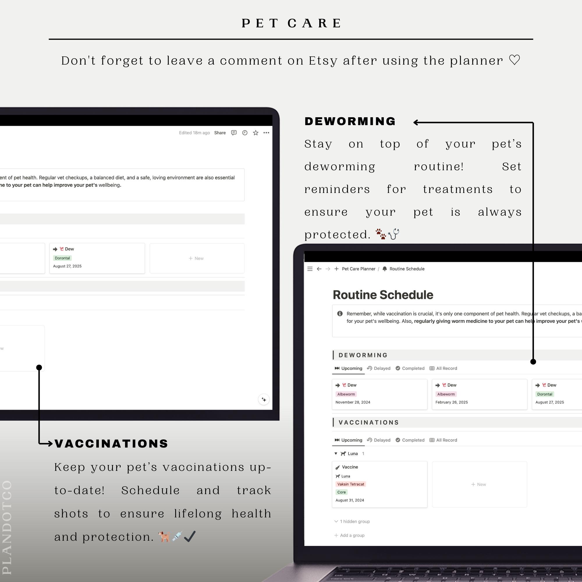 Complete Pet Care Planner | Notion Template for Feeding, Health ...