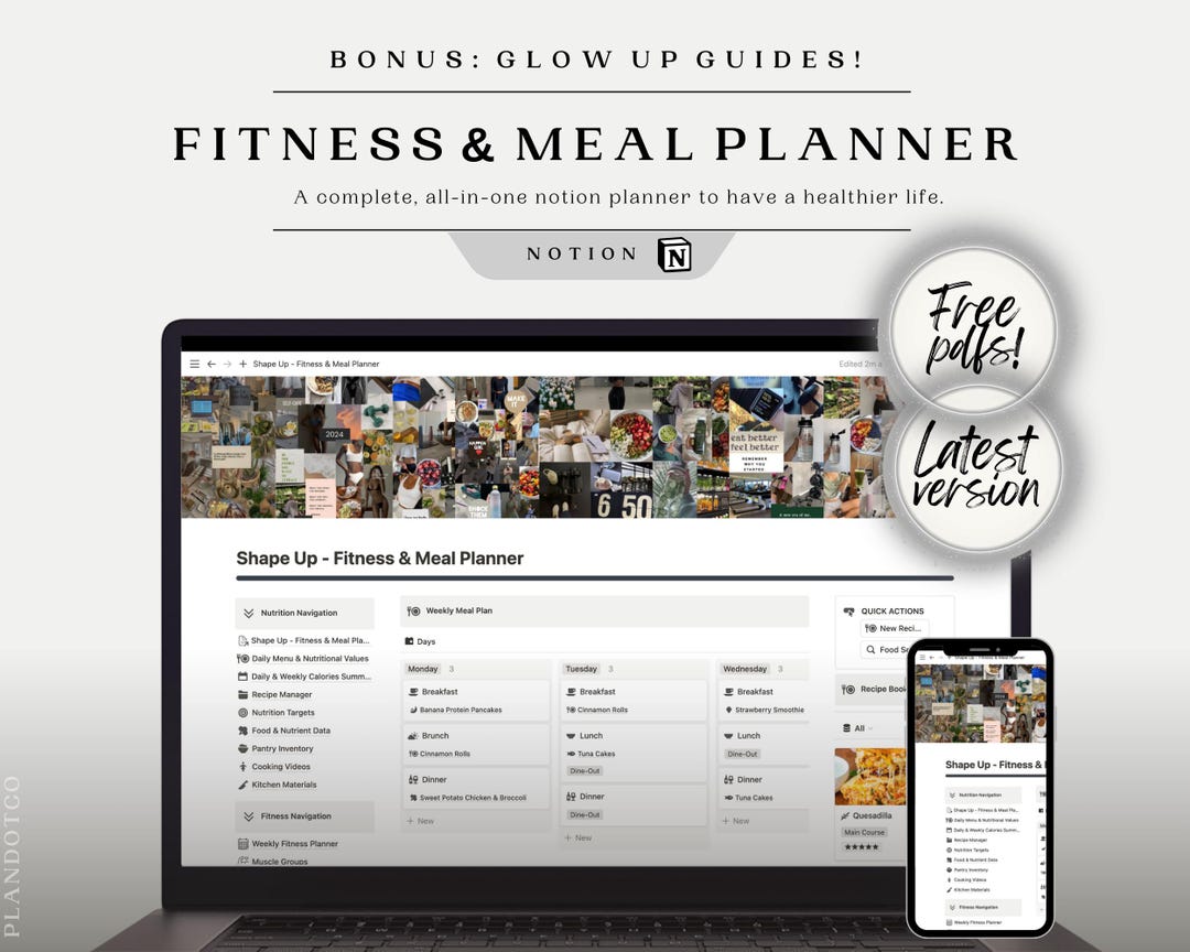Shape up Fitness & Meal Planner | Notion | Workouts, Nutrition, Meal ...