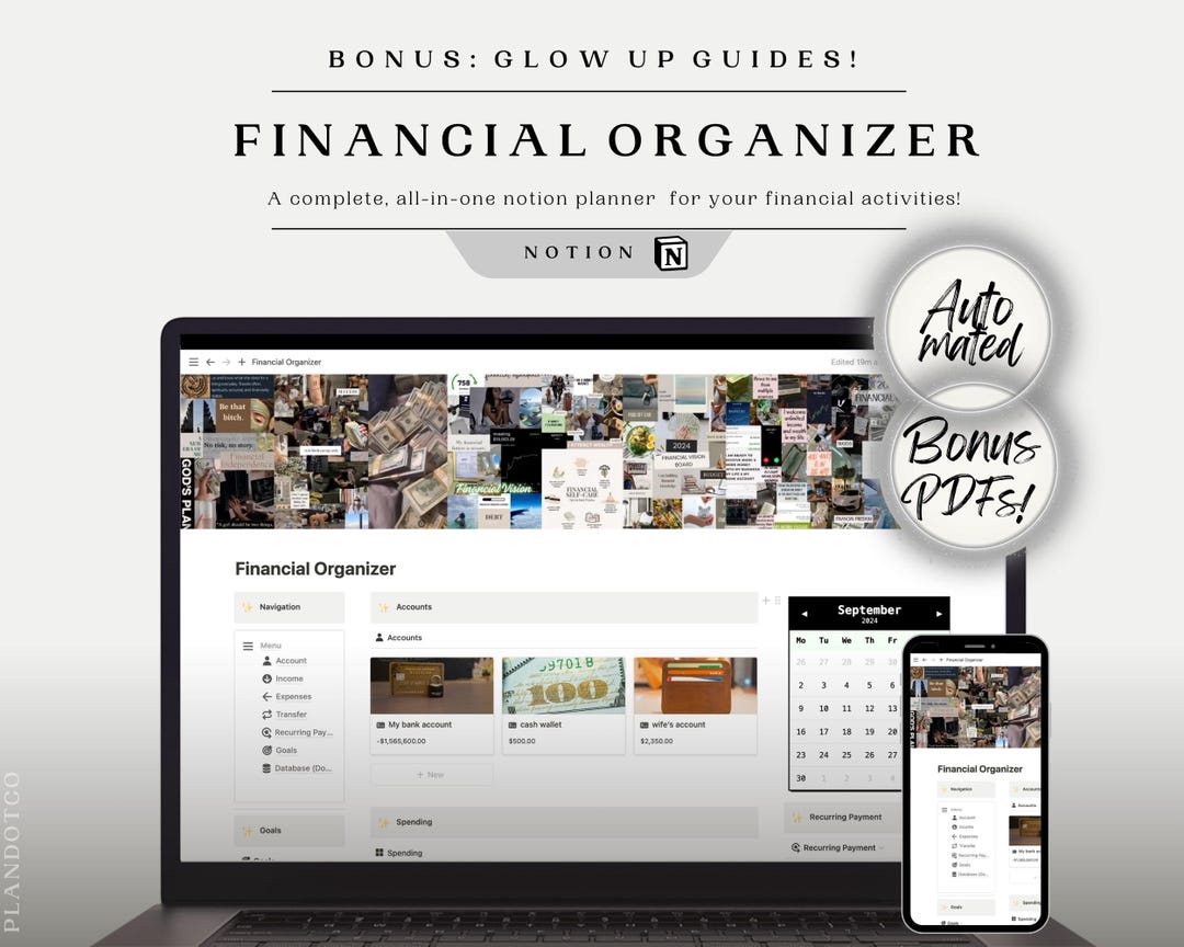 Financial Organizer | Notion Budget Planner for Income, Expense Tracker ...