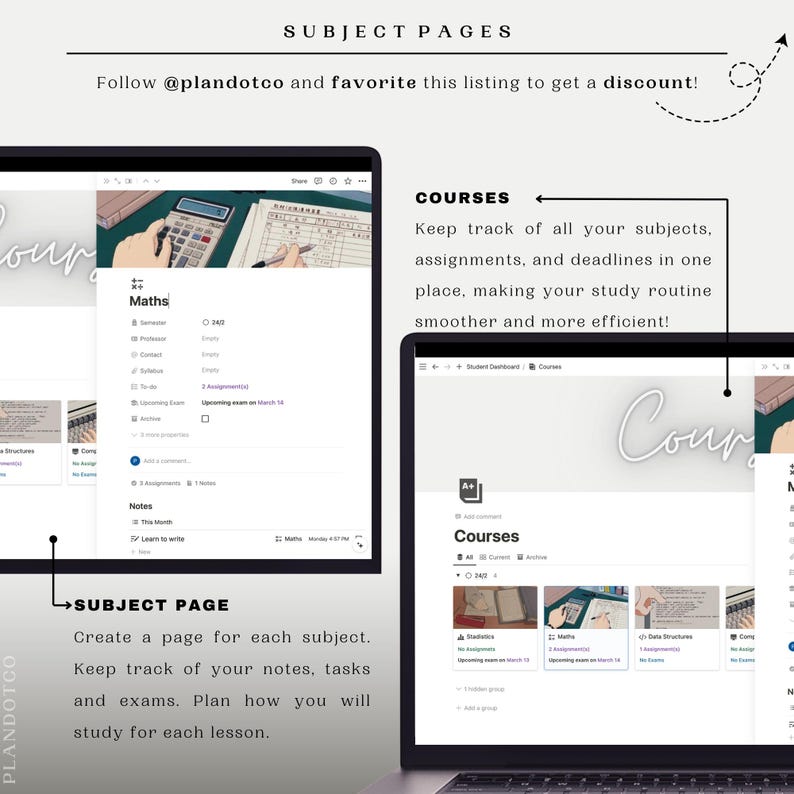 Student Dashboard Notion Template Academic Planner School, College ...