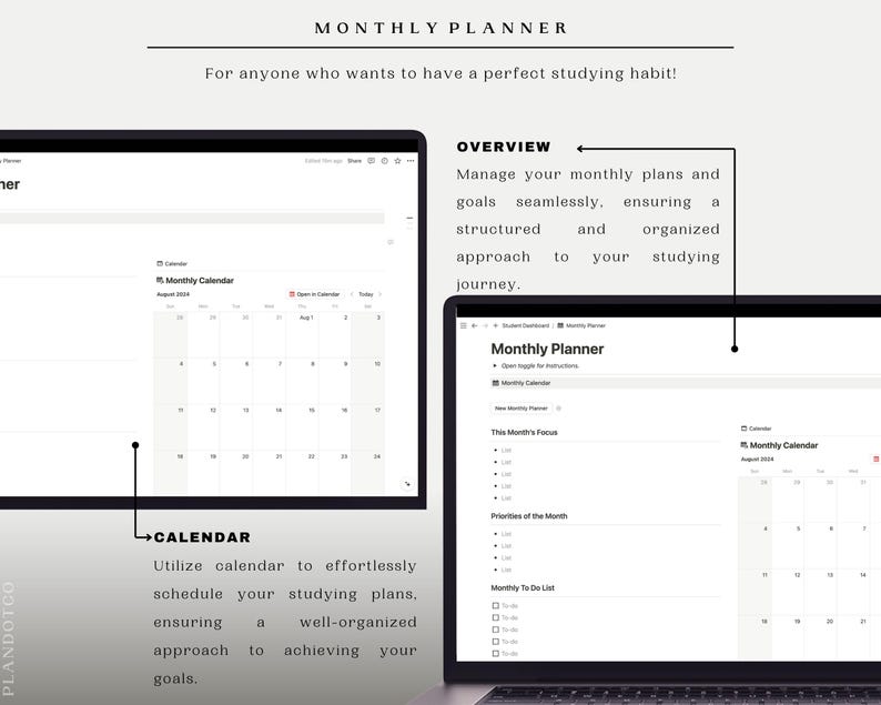 Student Dashboard | College & High School, Notion Academic Planner for ...
