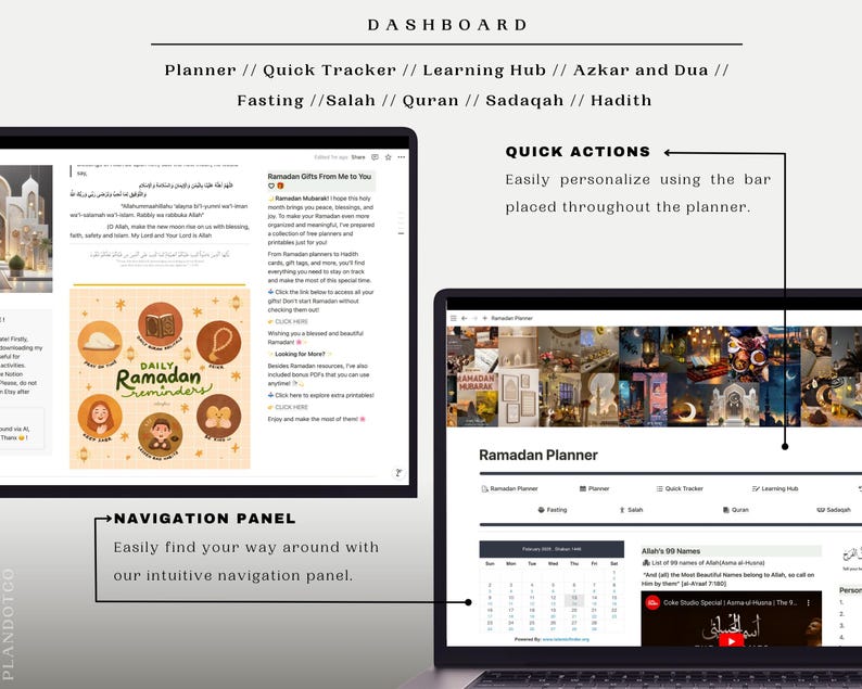 Ramadan Planner 2025 Digital Notion Template for Fasting Schedule, Prayer Times, Meal Plans ...
