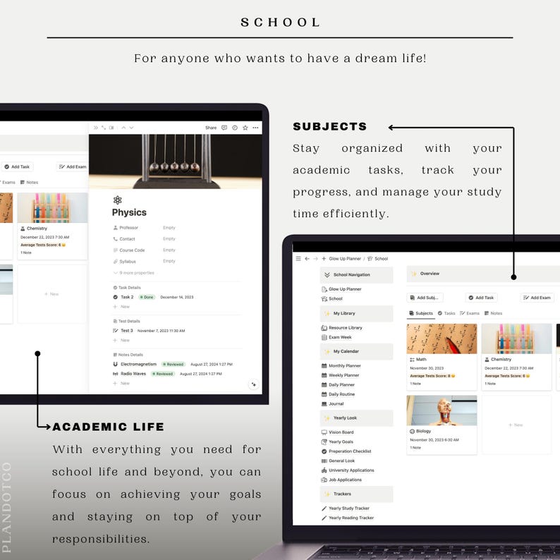 Glow up Planner Notion Template Productivity, Wellness, Fitness ...
