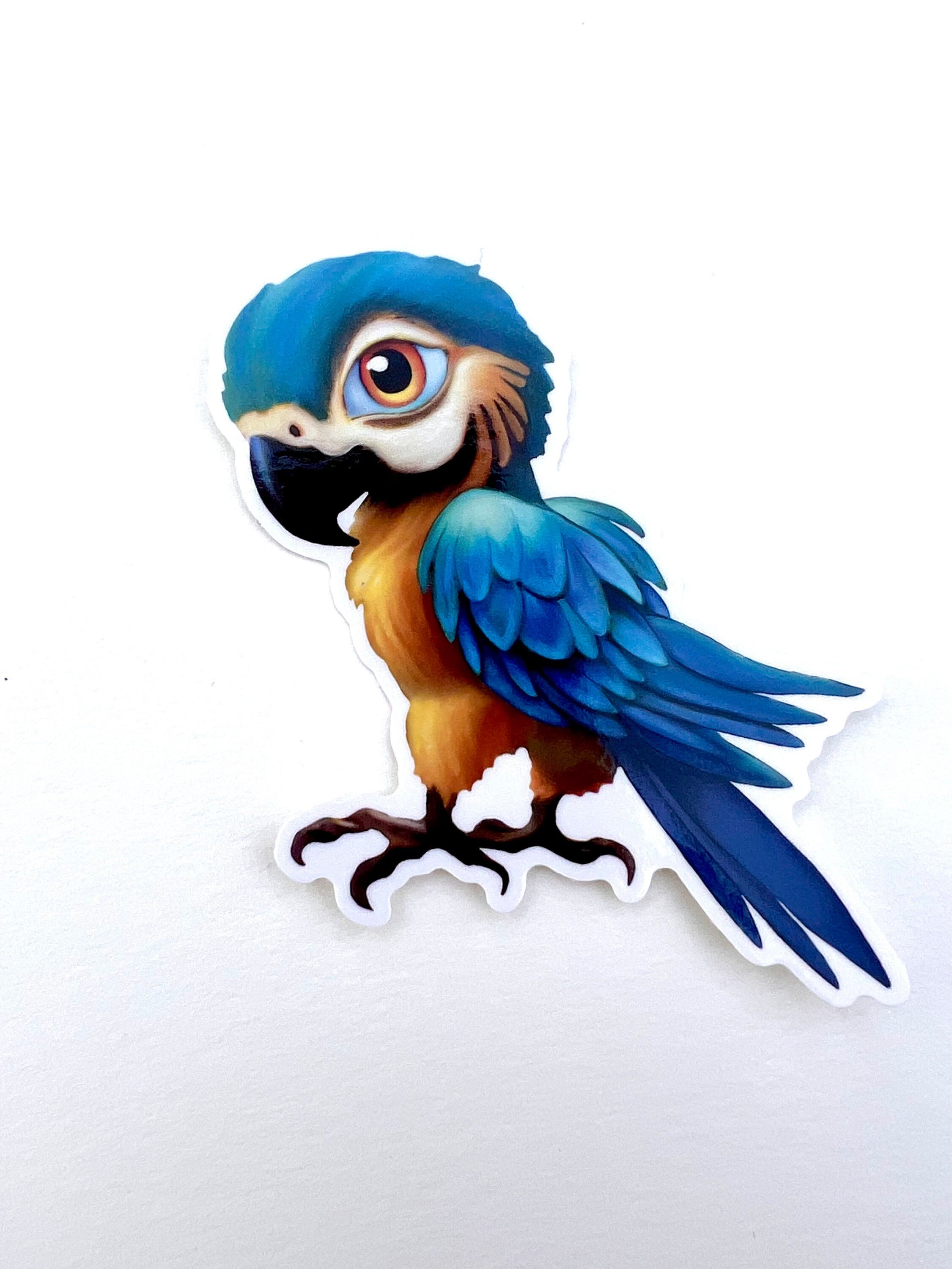 Blue and Gold Macaw Matte Vinyl Sticker, Original Art Sticker, Macaw ...