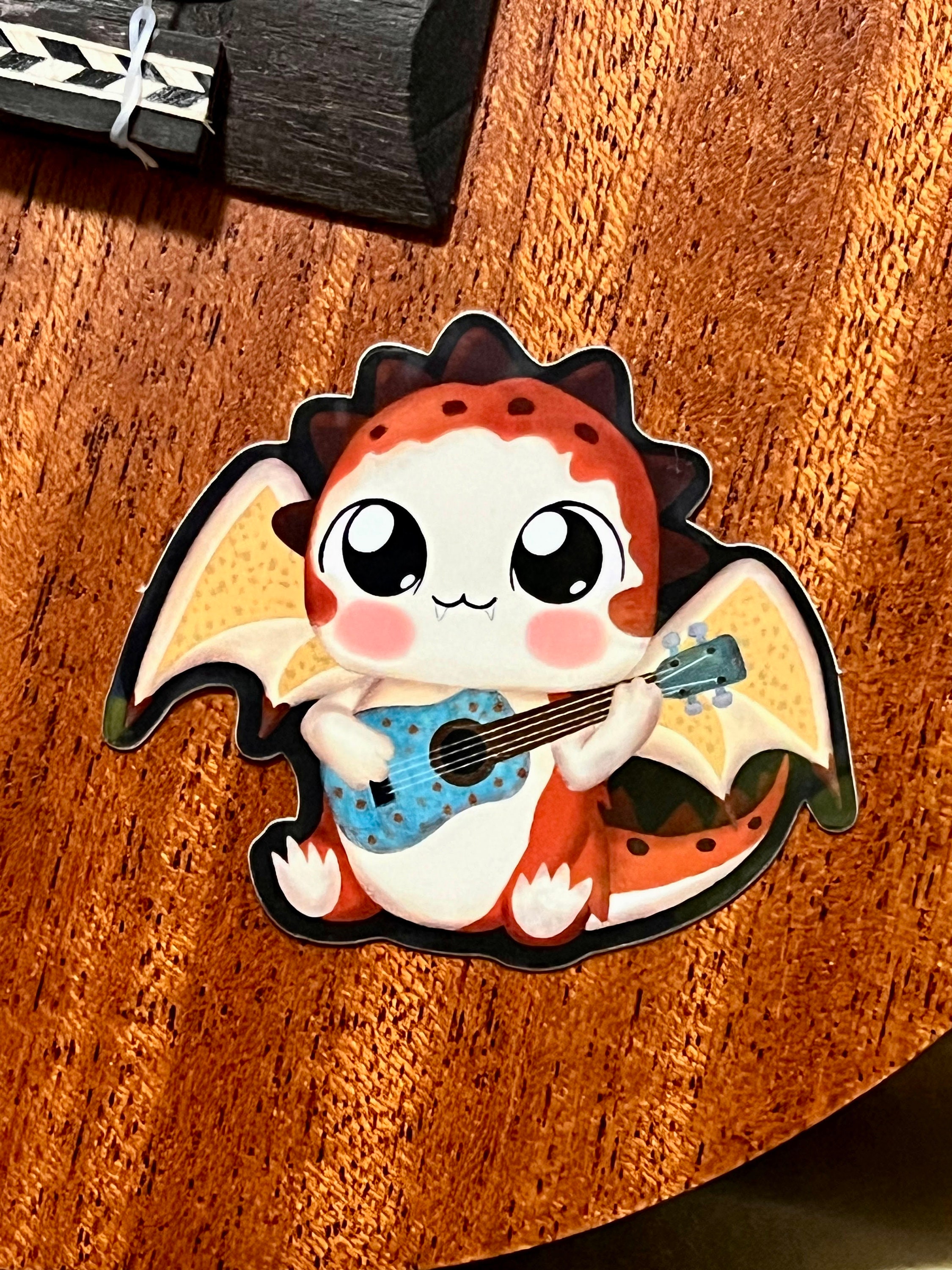 Adorable Ukulele Dragon Gloss Vinyl Sticker, Ukulele Stickers, Ukulele ...