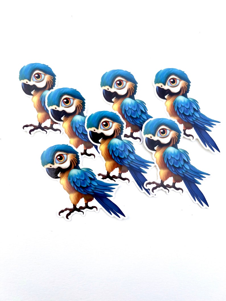 Blue and Gold Macaw Matte Vinyl Sticker, Original Art Sticker, Macaw ...