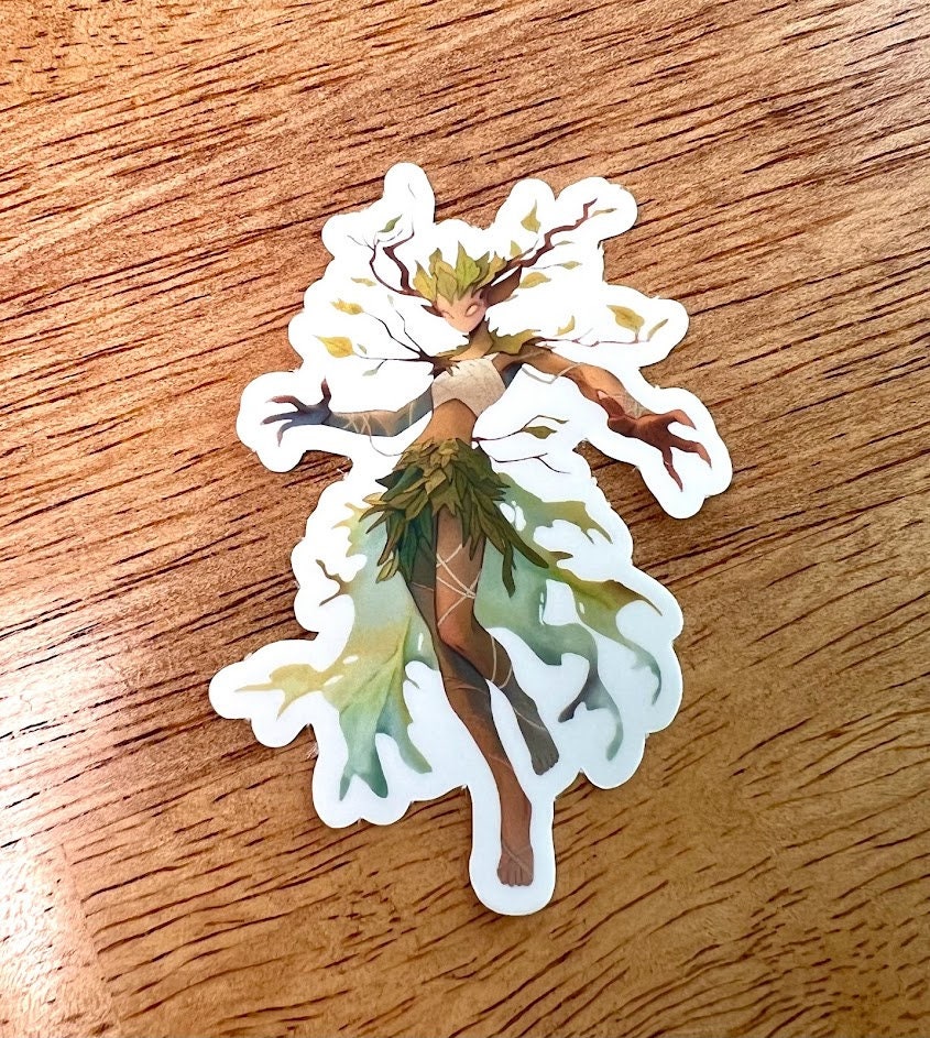 Forest Dryad Vinyl Sticker, Woodland Fantasy Art, Laminated Decals ...