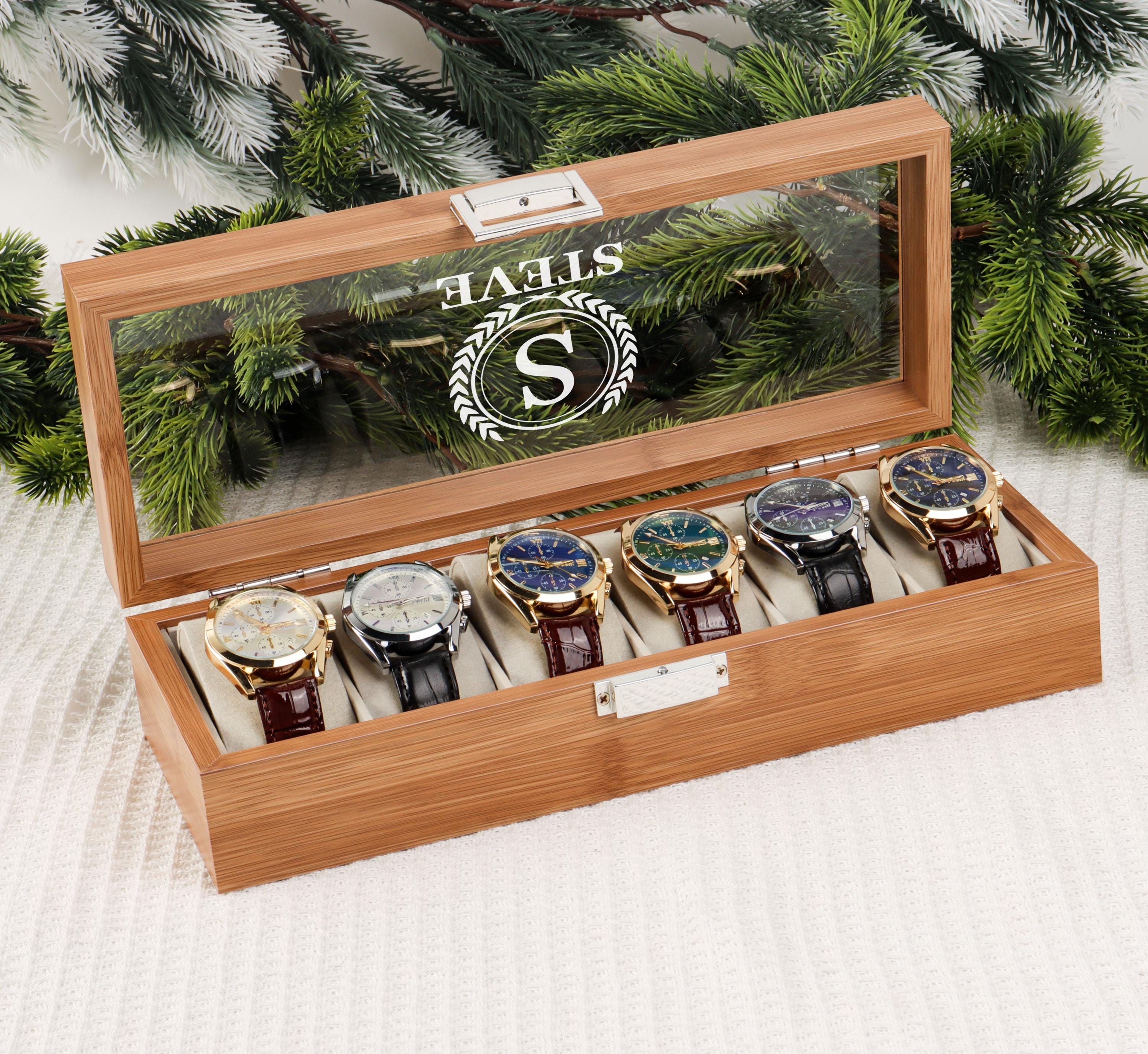 Personalized Wooden Watch Box, Gift for Men, Engraved Watch Holder ...