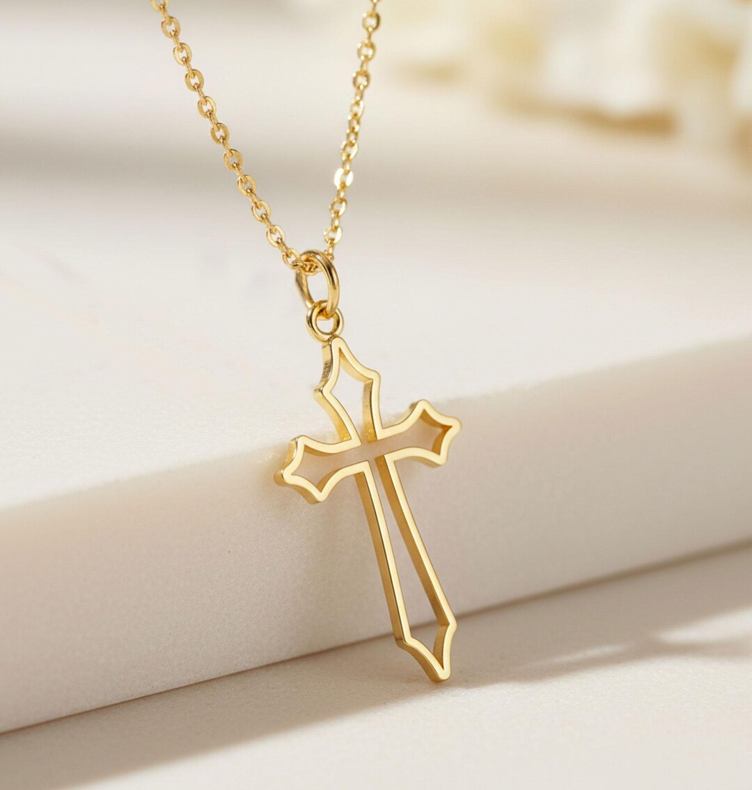 Communion Cross Necklace: Gold Christian Jewelry, St. Olga Cross ...