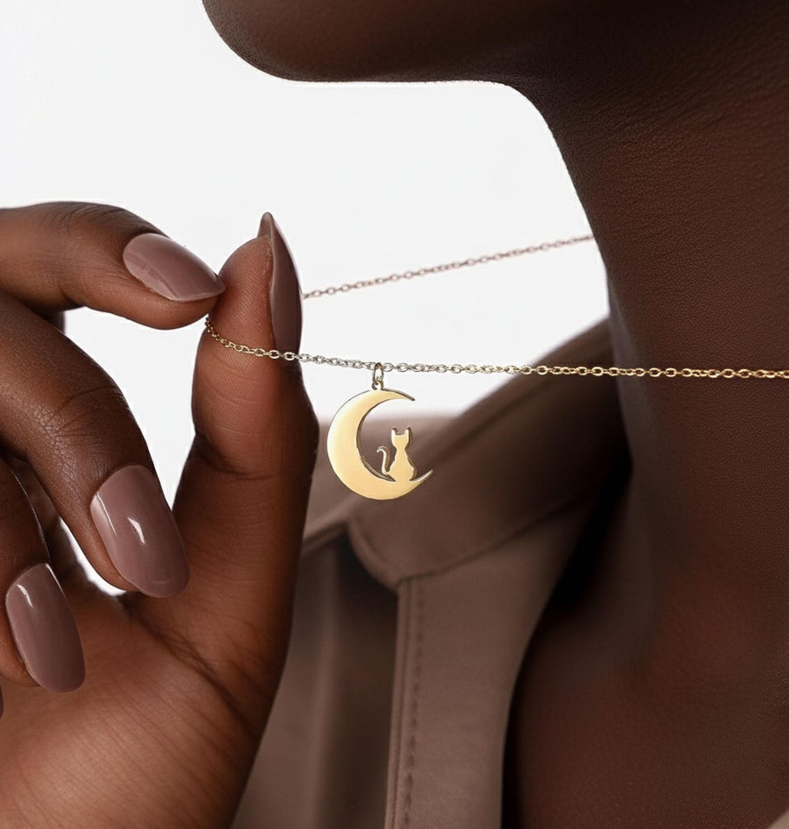 Cat Moon Necklace: Gold Lunar Cat Pendant, Pet Memorial Jewelry ...