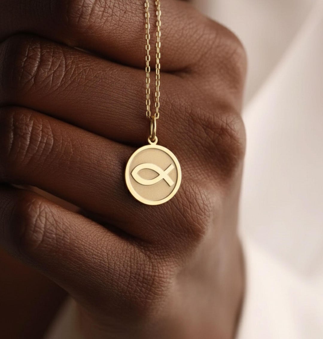 Ichthys Fish Necklace: Christian Fish Symbol Pendant, Gold God's Son ...